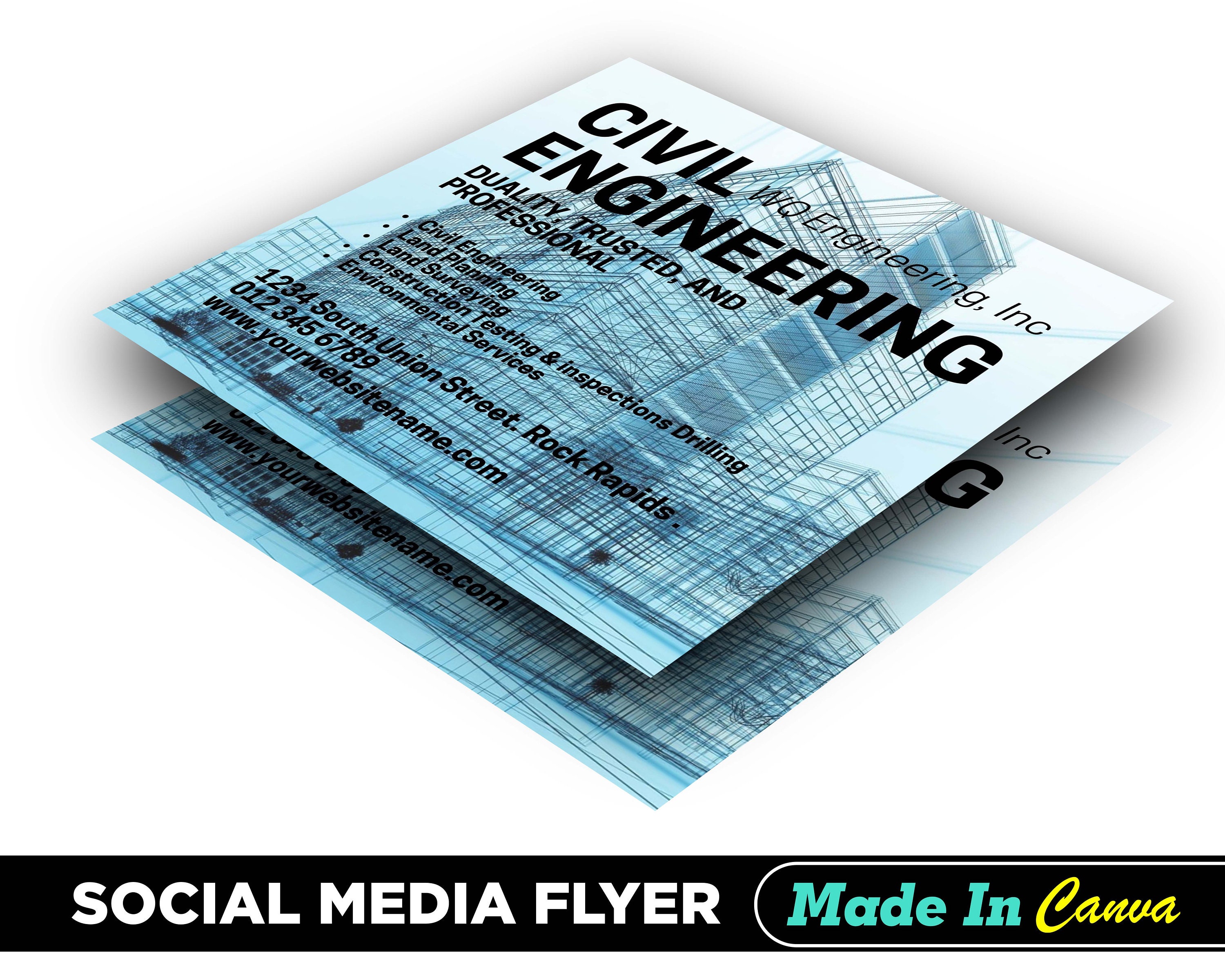 Civil Engineering Flyer, DIY Canva Civil Engineering Flyer Template ...