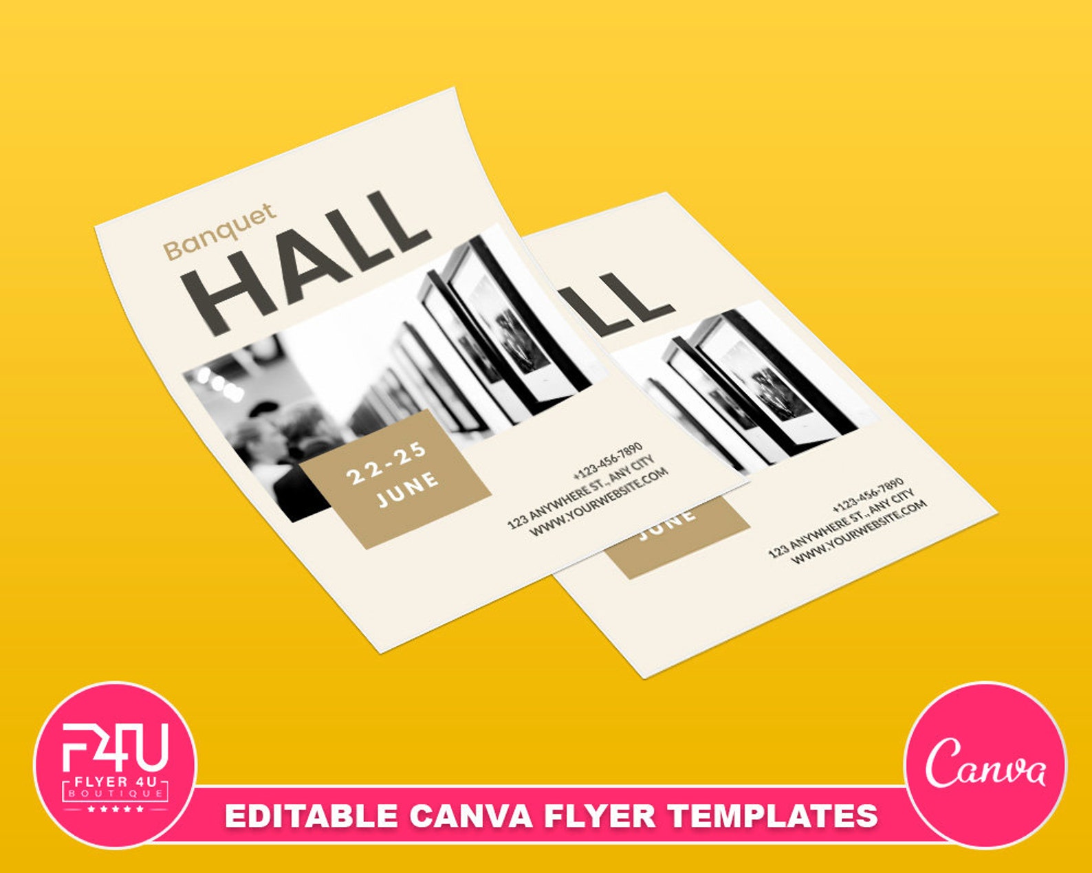 Banquet Hall Flyer, DIY Canva Banquet Hall Flyer Template, Editable ...