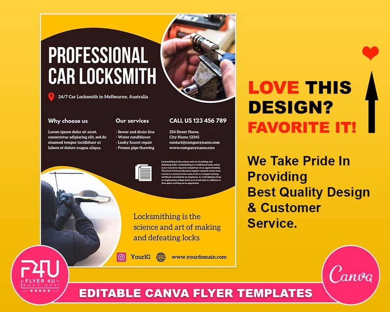 Locksmith Service Flyer DIY Canva Locksmith Service Flyer - Etsy