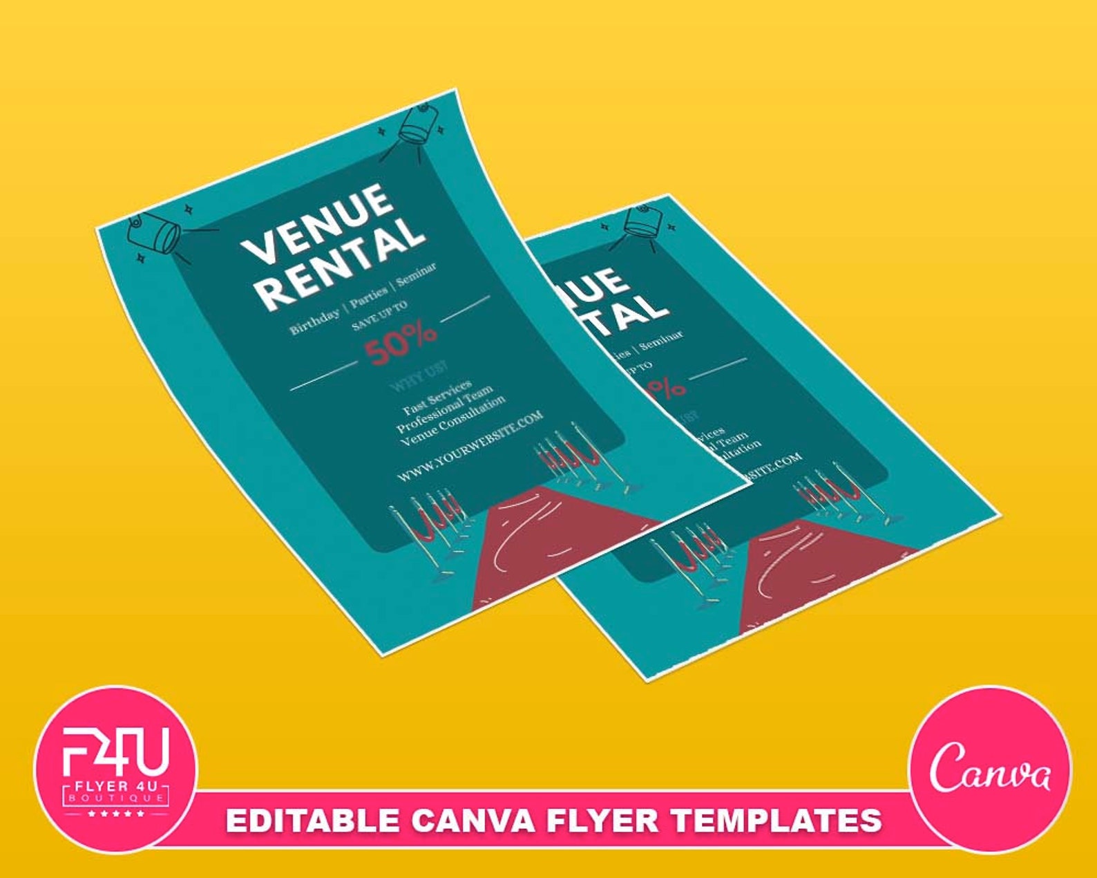 Venue Rental Flyer, DIY Canva Venue Rental Templates, Editable Canva US ...