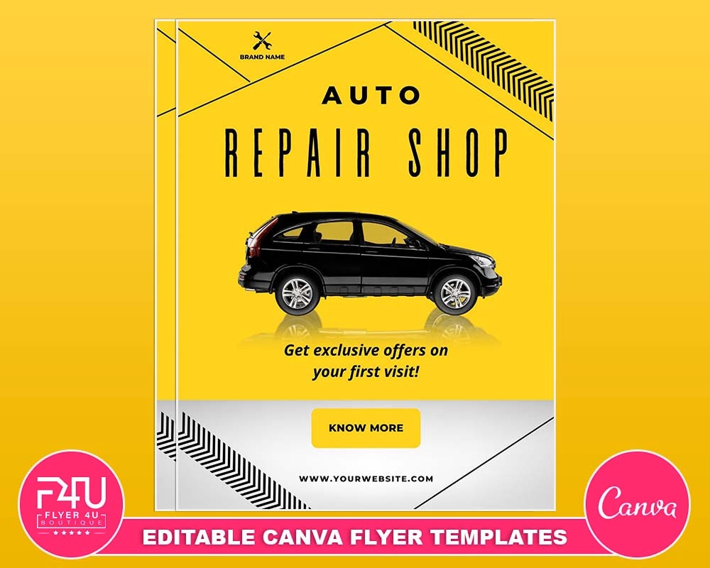 Auto Repair Shop Flyer, DIY Canva Auto Repair Shop Flyer, Editable ...