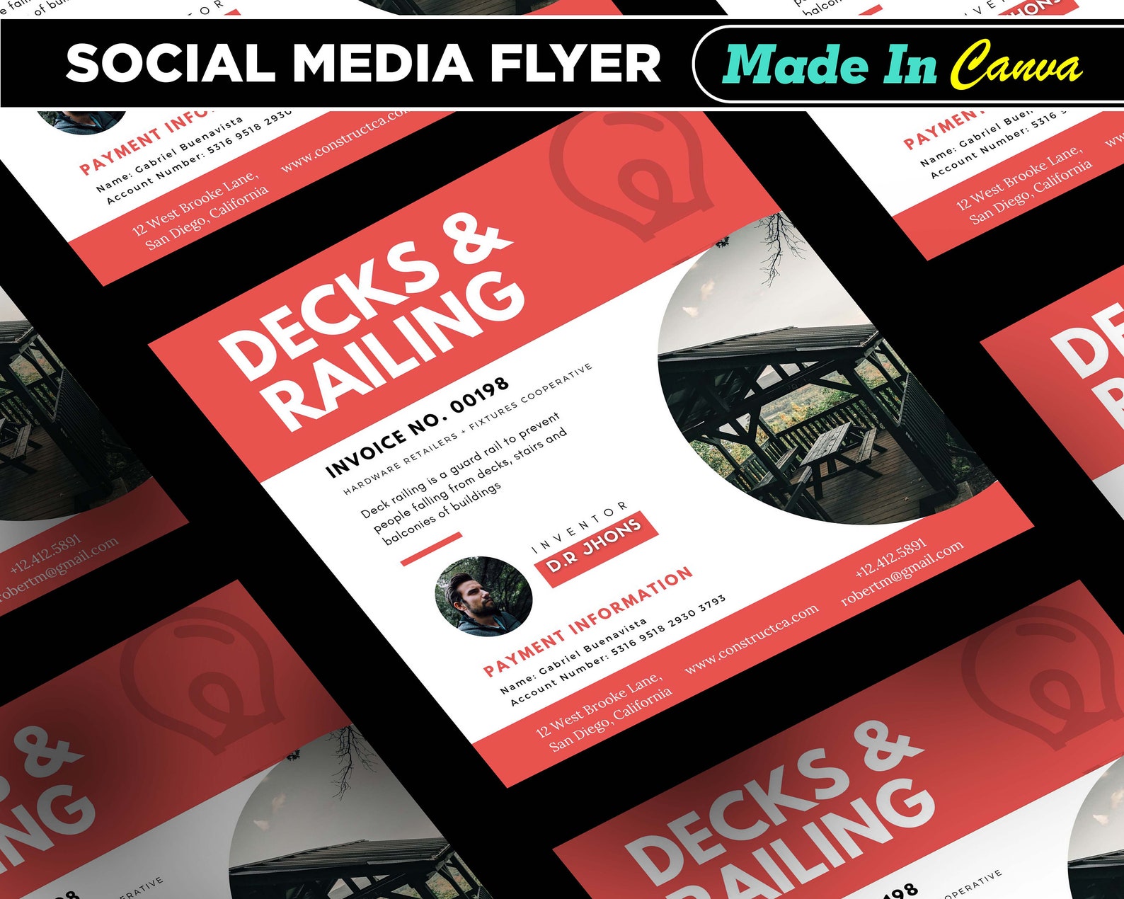 Decks & Railing Flyer, DIY Canva Decks and Railing Flyer Template ...