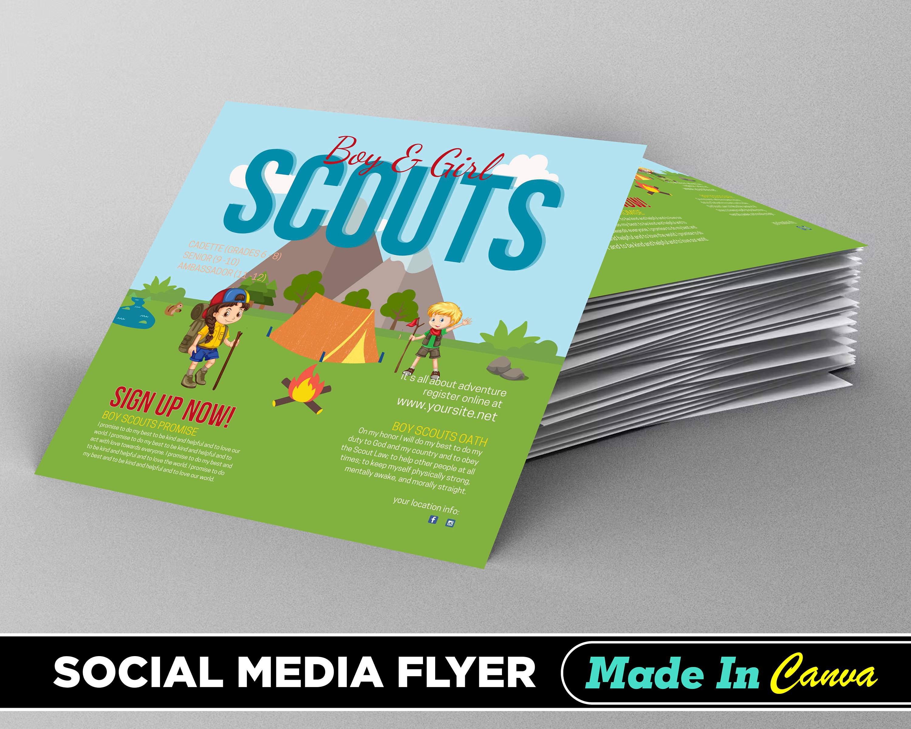Scouts Flyer, DIY Canva Scouts Flyer Template, Editable Canva Social ...