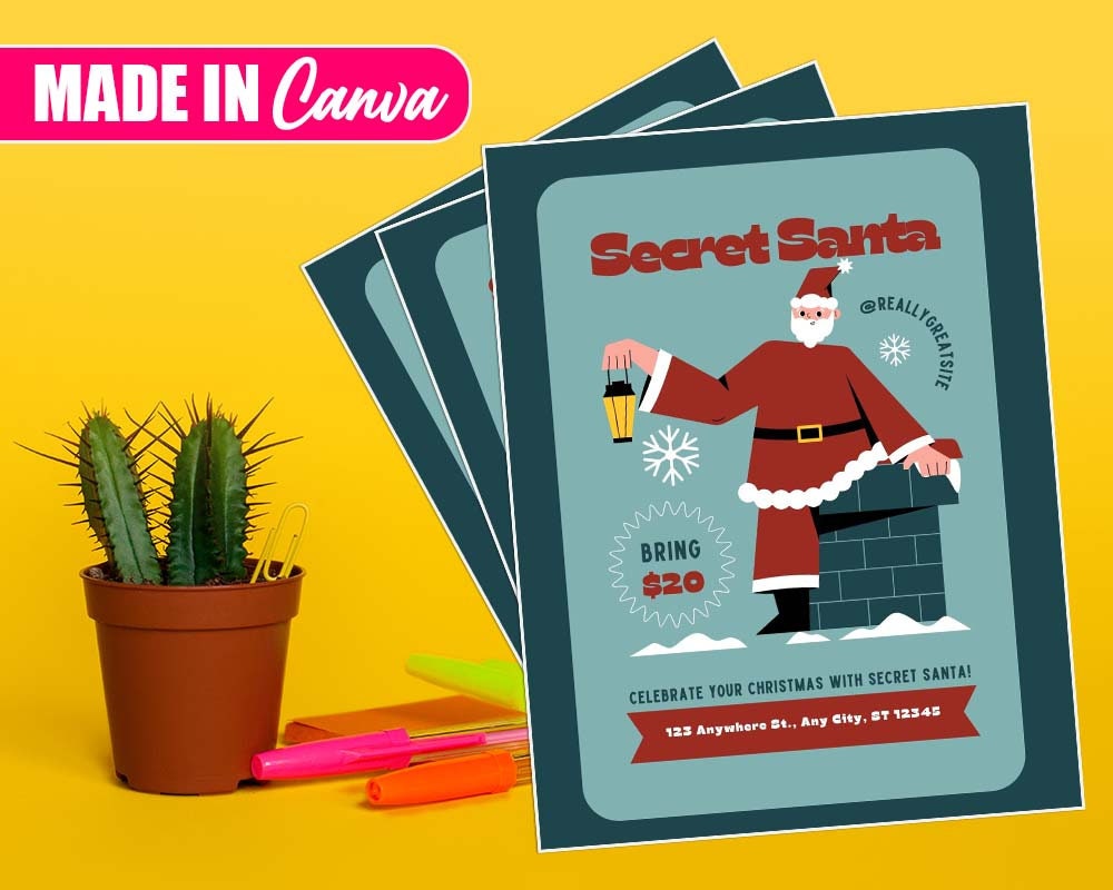 Secret Santa Gift Flyer DIY Canva Secret Santa Gift Exchange - Etsy