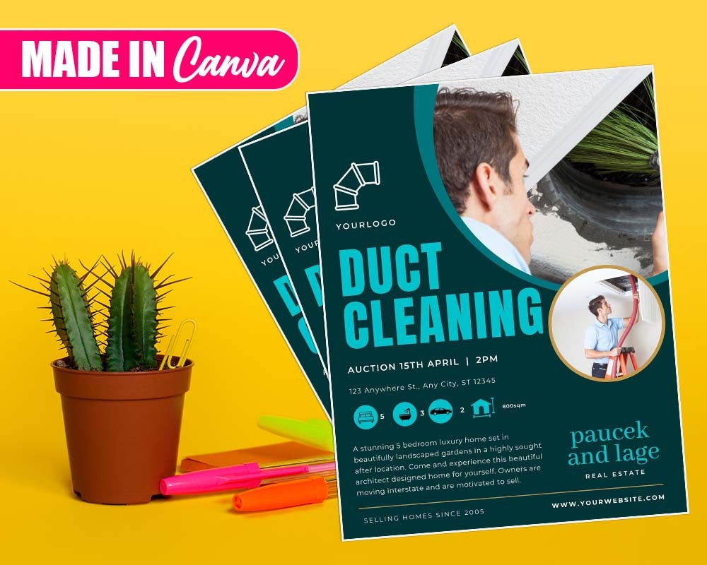 Duct Cleaning Flyer, DIY Canva Duct Cleaning Flyer, Editable Canva US ...