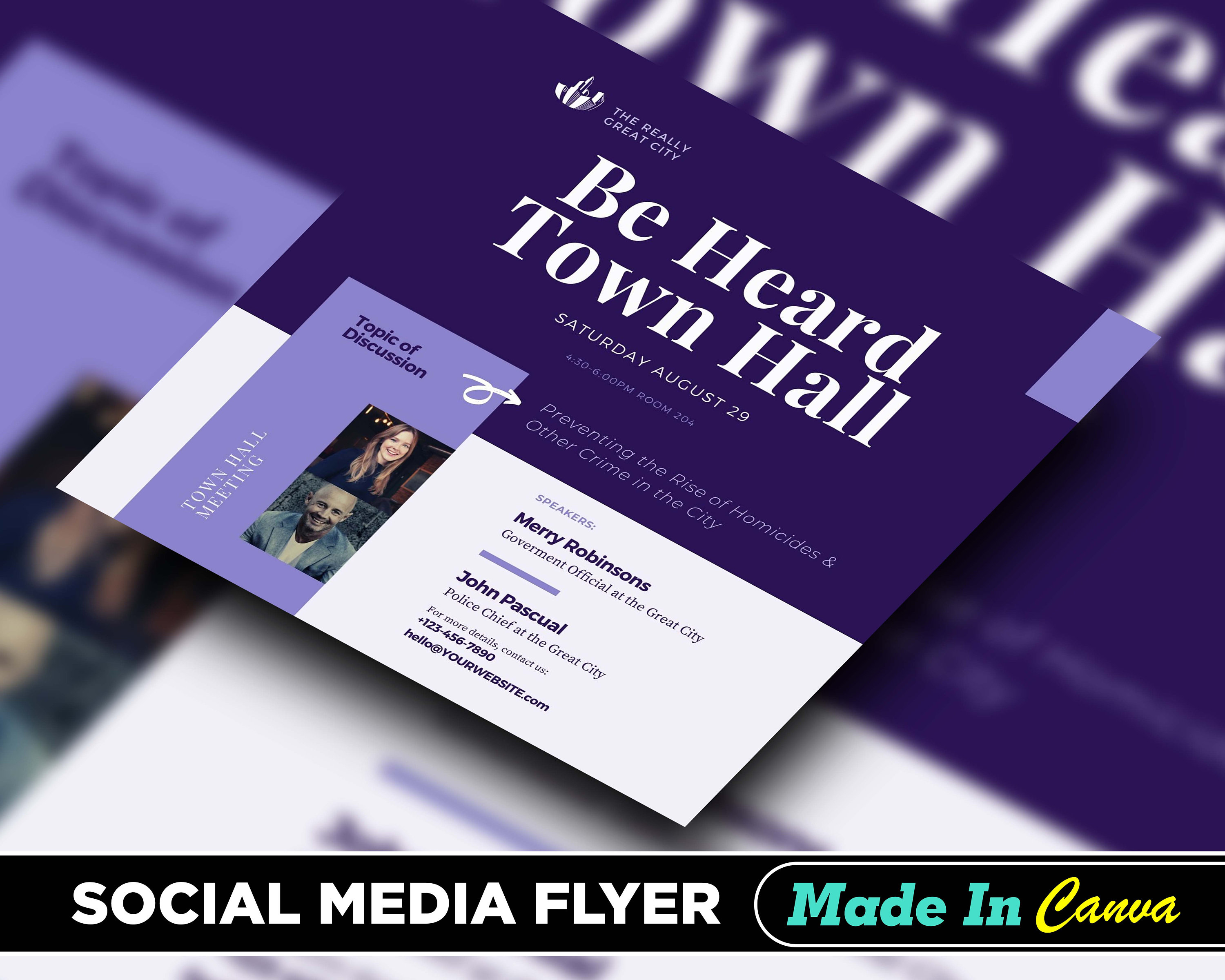 Be Heard Town Hall Flyer, DIY Canva Be Heard Town Hall Flyer Template ...