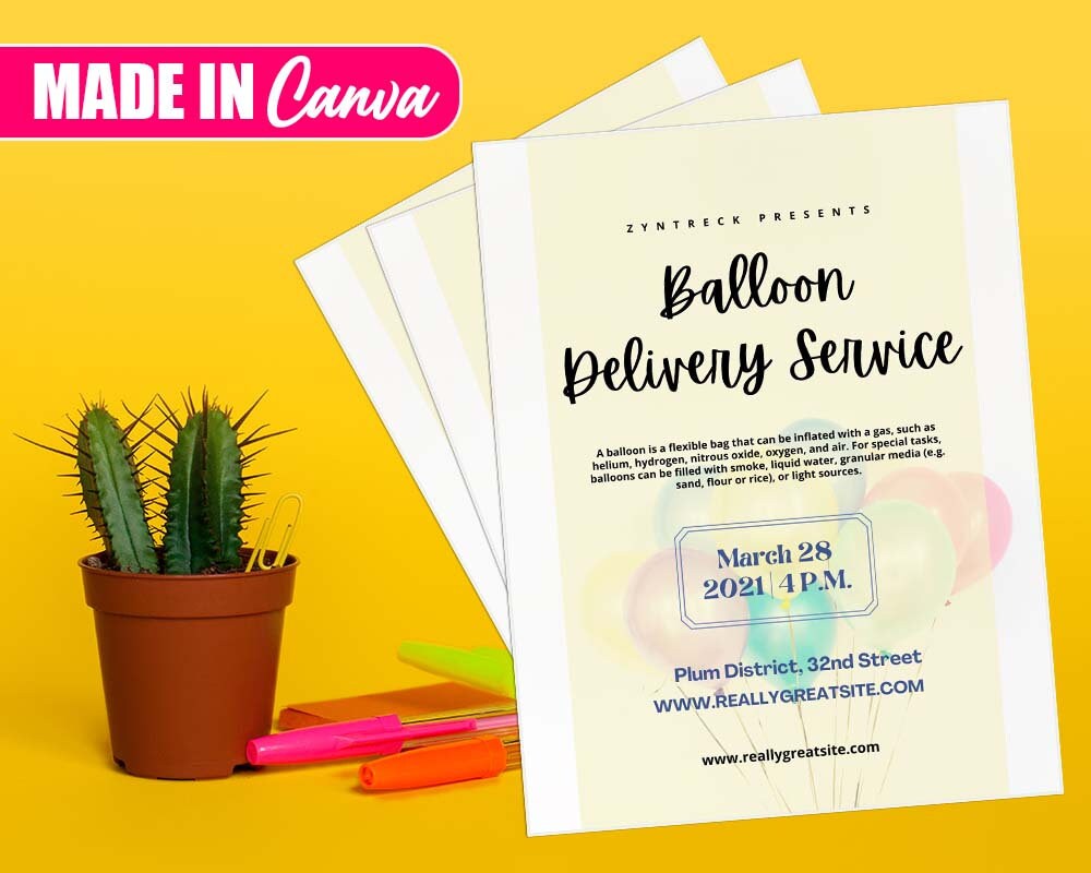 Balloon Delivery Service Flyer DIY Canva Balloon Delivery - Etsy