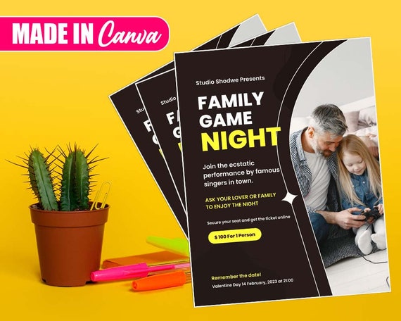 Family Game Night Flyer DIY Canva Family Game Night Flyer - Etsy
