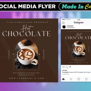 Hot Chocolate Flyer, DIY Canva Hot Chocolate Flyer Template 2022 ...
