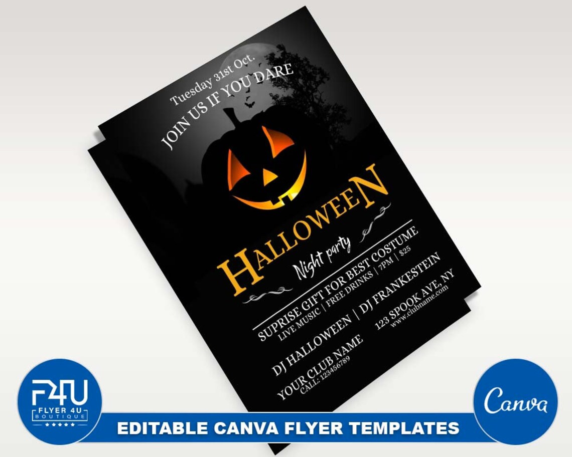 Halloween day DIY Canva halloween day Flyer Template 2021 | Etsy