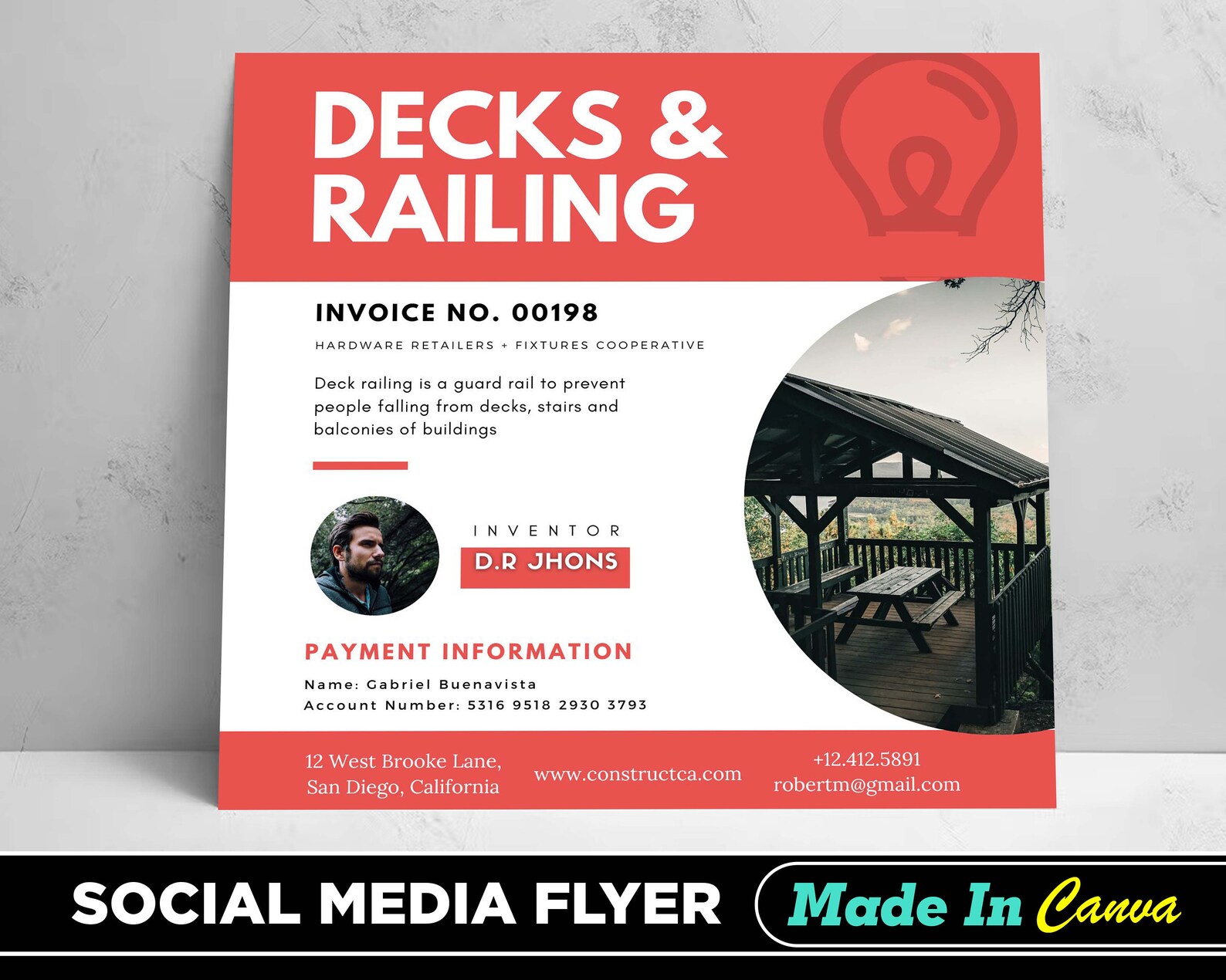 Decks & Railing Flyer, DIY Canva Decks and Railing Flyer Template ...