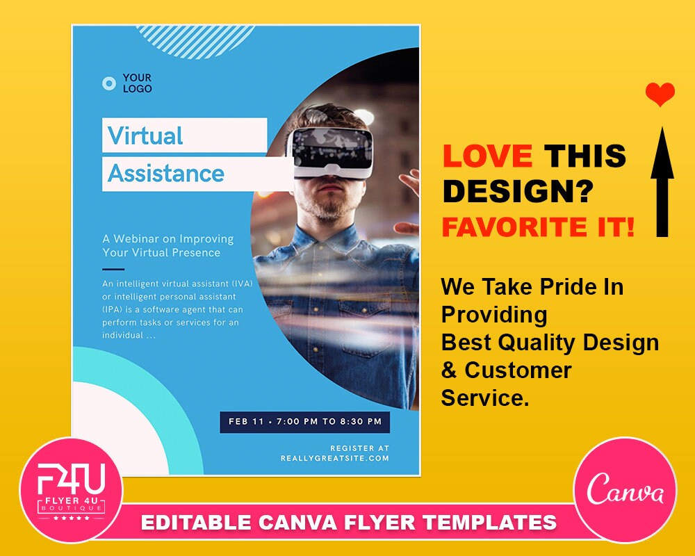 Virtual Assistant Flyer, DIY Canva Virtual Assistant Flyer Template ...