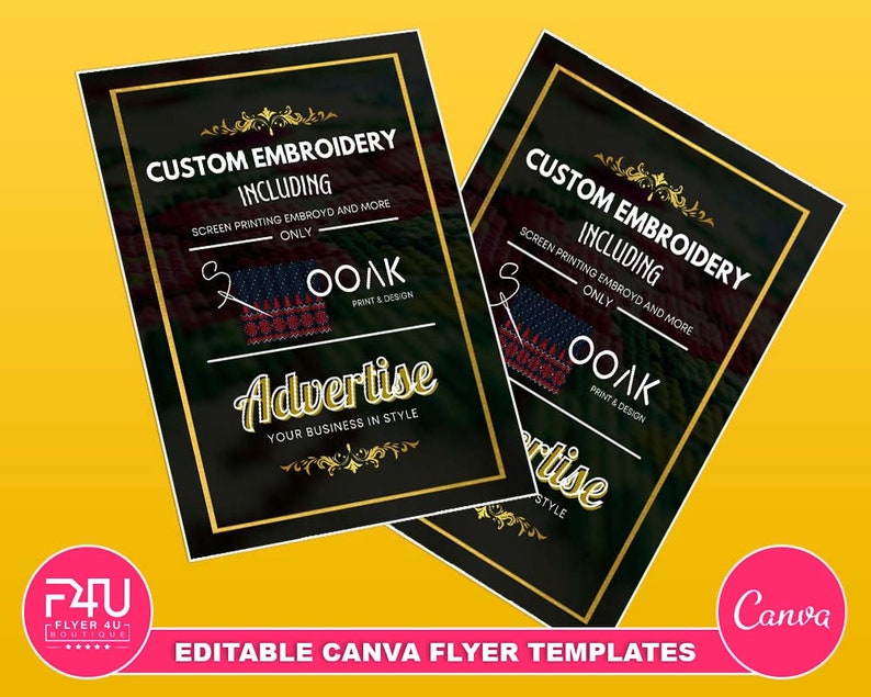 Custom Embroidery Flyer, DIY Canva Custom Embroidery Flyer Template ...