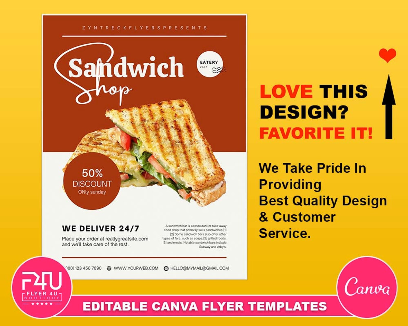 Sandwich Shop Flyer DIY Canva Sandwich Shop Flyer Template - Etsy