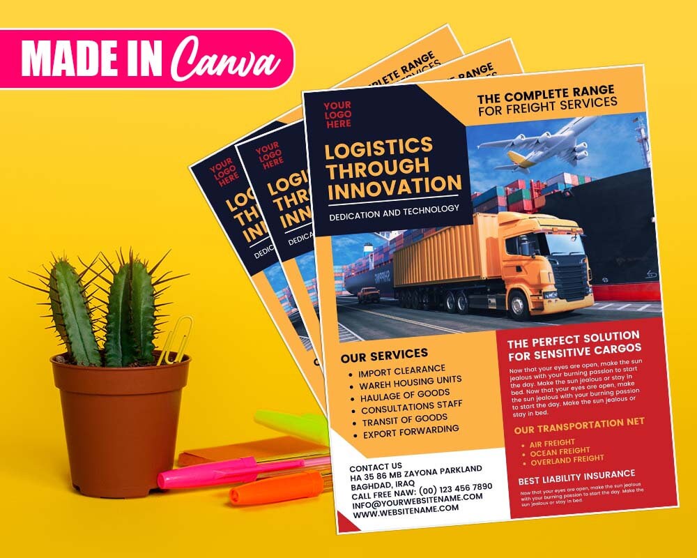 Freight Flyer, DIY Canva Freight Flyer, Editable Canva US Letter Size ...
