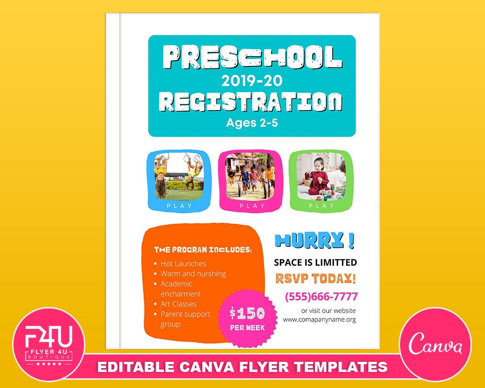 School Registration Flyer, DIY Canva School Registration Templates ...