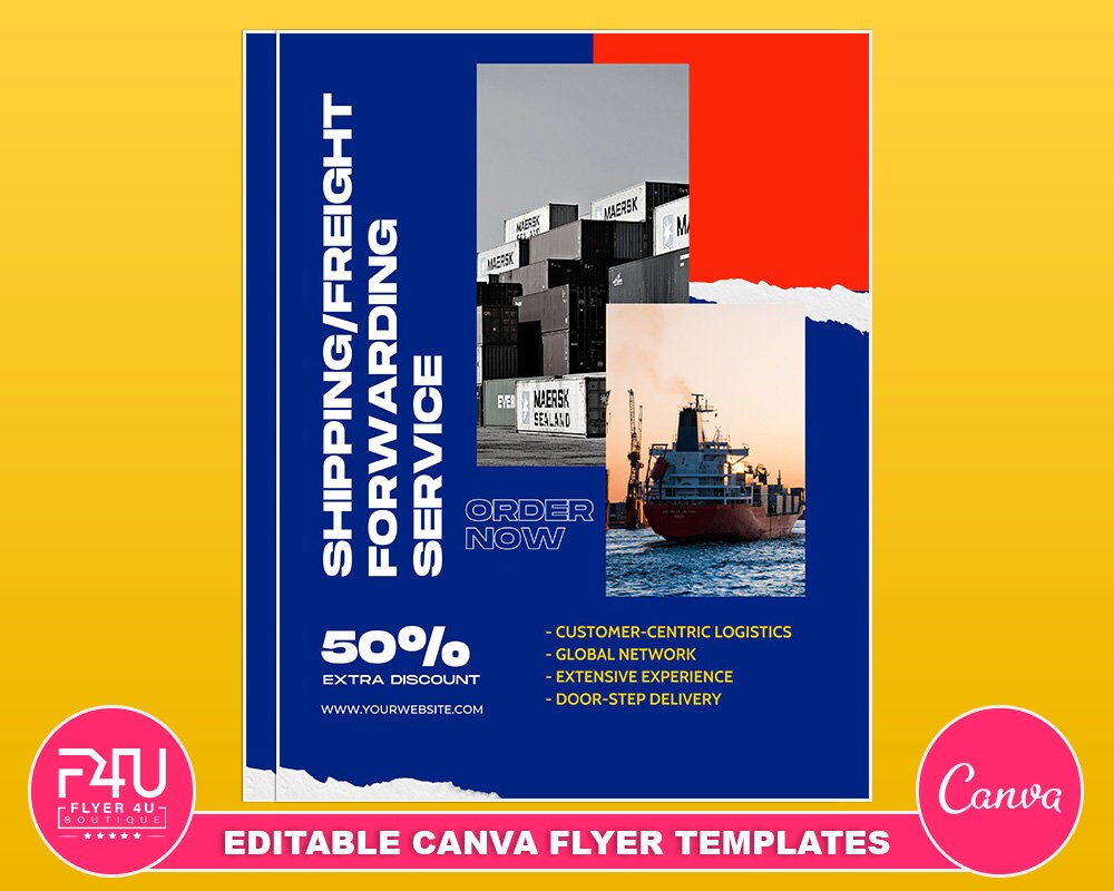 Shipping Freight Forwarding Flyer, DIY Canva Shipping Freight ...
