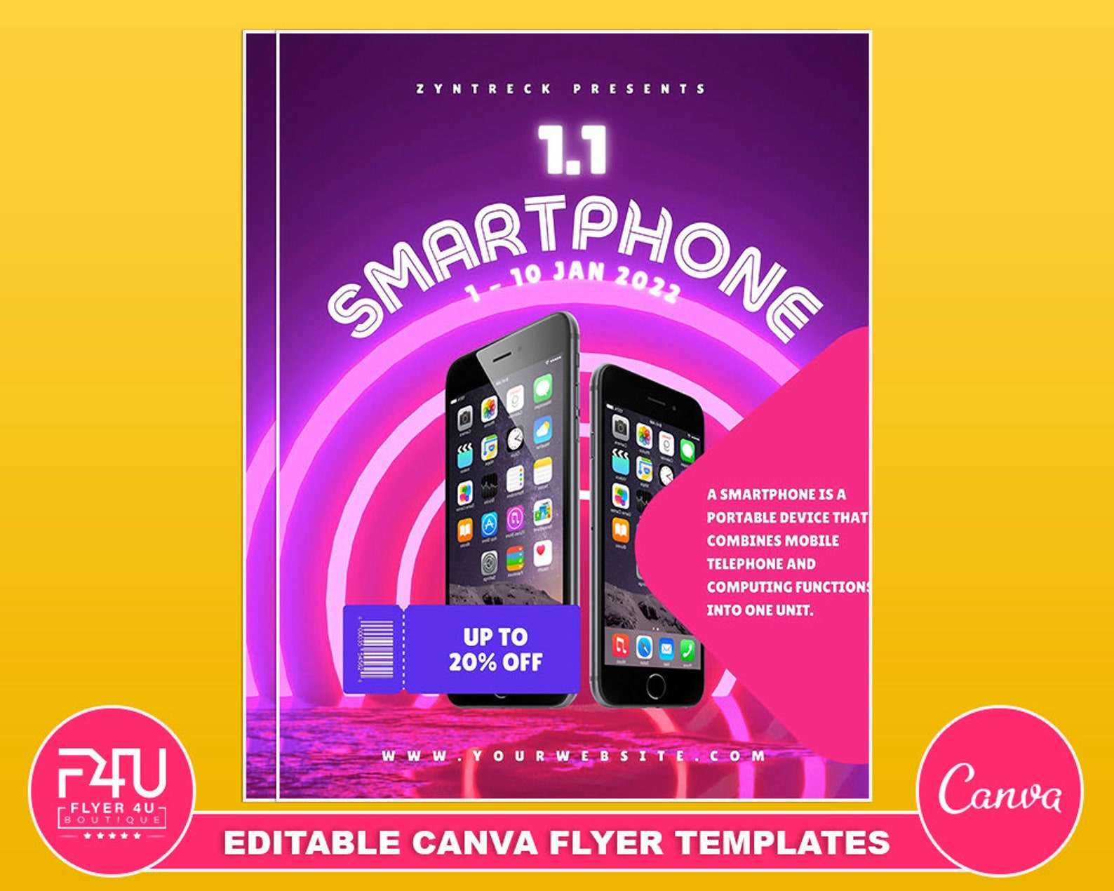 Smartphone Flyer, DIY Canva Smartphone Flyer Template 2022, Editable US ...