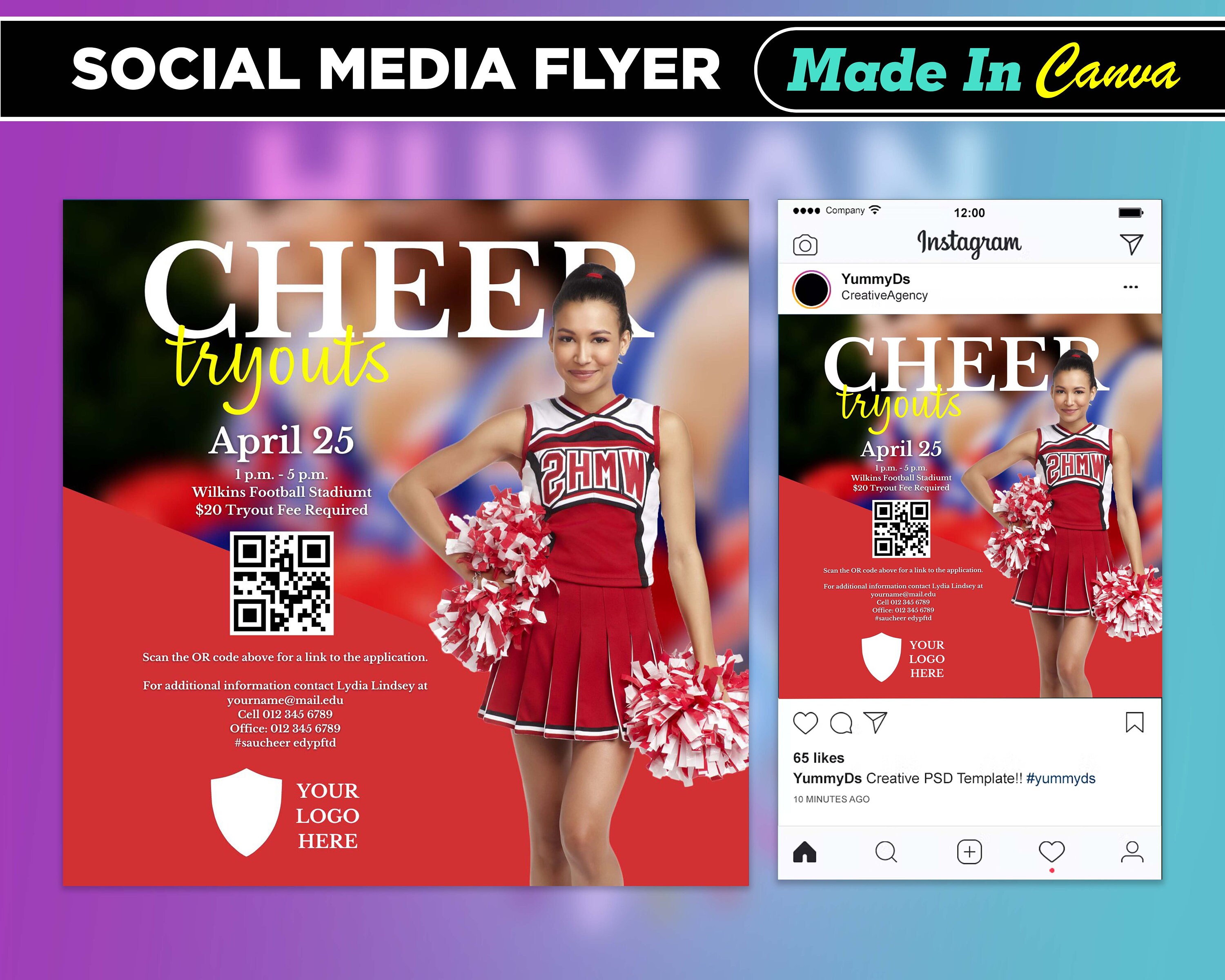 Cheerleading Flyer, DIY Canva Cheerleading Flyer Template 2022 ...