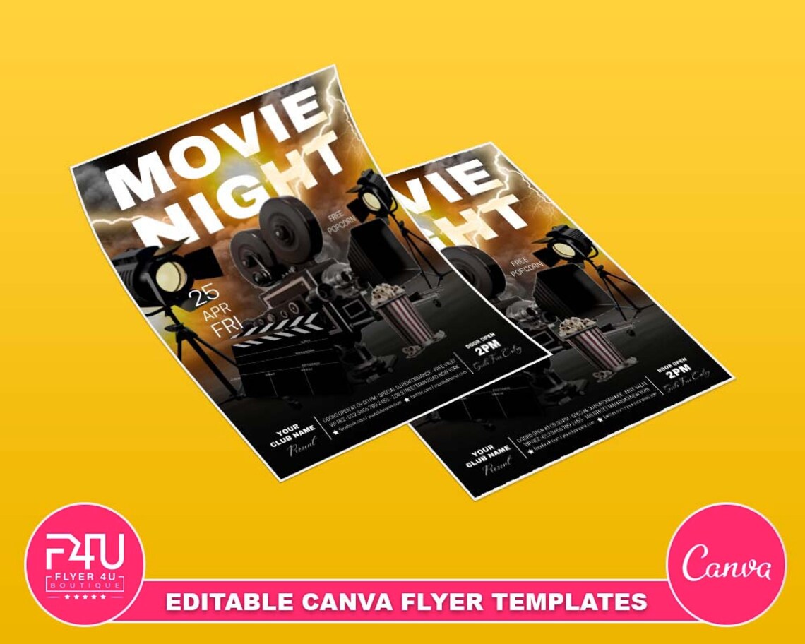 Movie Flyers DIY Canva Movie Flyers Editable Canva US Letter | Etsy