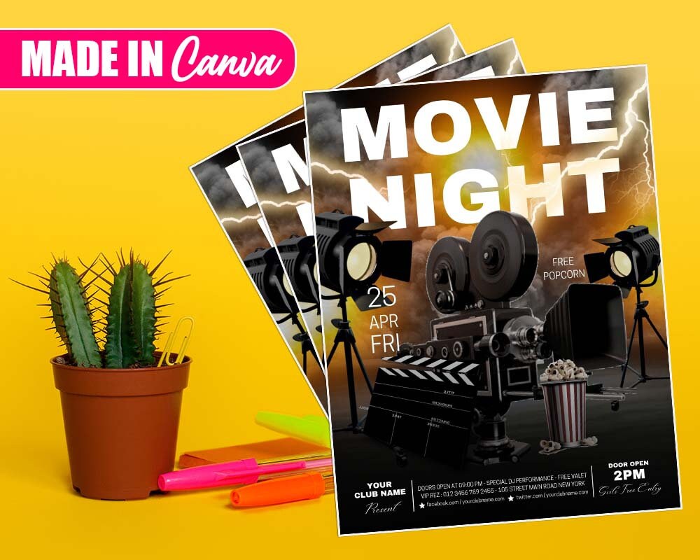Movie Flyers, DIY Canva Movie Flyers, Editable Canva US Letter Size ...