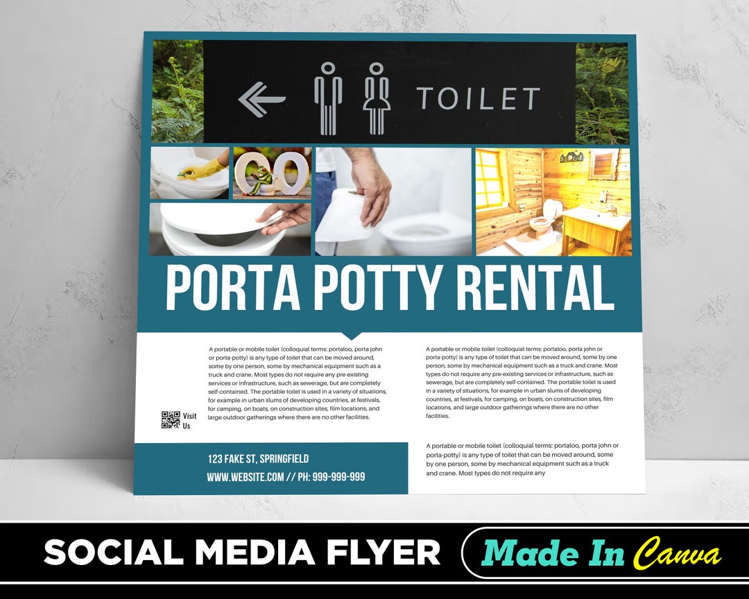 Porta Potty Rental Business Flyer, DIY Canva Porta Potty Rental ...