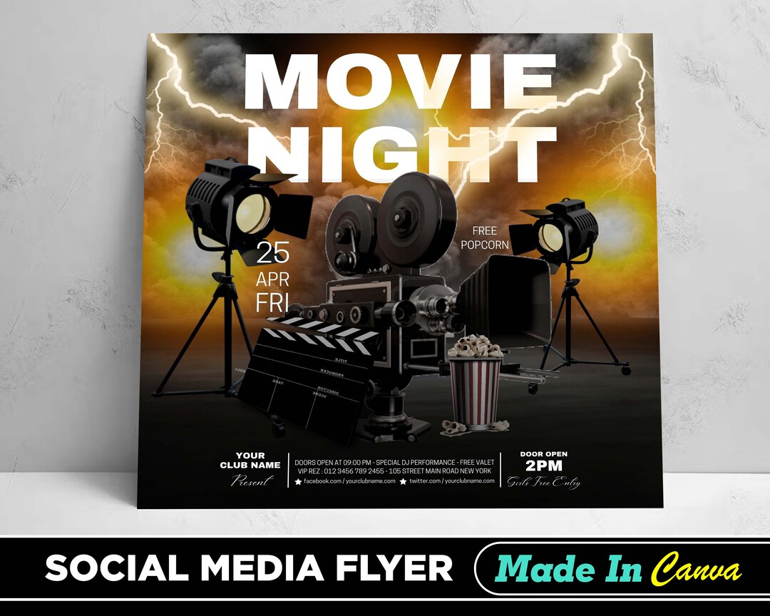 Movie Flyer, DIY Canva Movie Flyer Template 2022, Editable Social Media ...