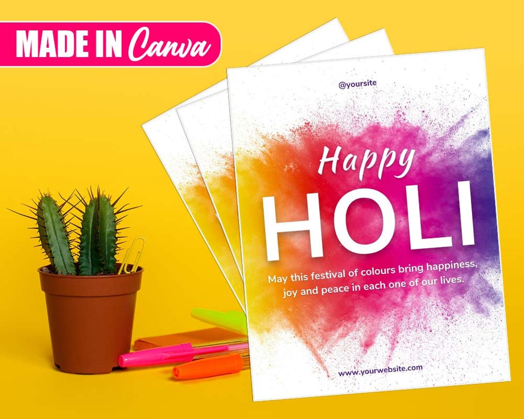 Holi Festival Flyer, DIY Canva Holi Festival Flyer, Editable Canva US ...