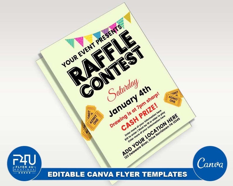 Raffle Flyer DIY Canva Raffle Flyer Template 2022 Editable - Etsy