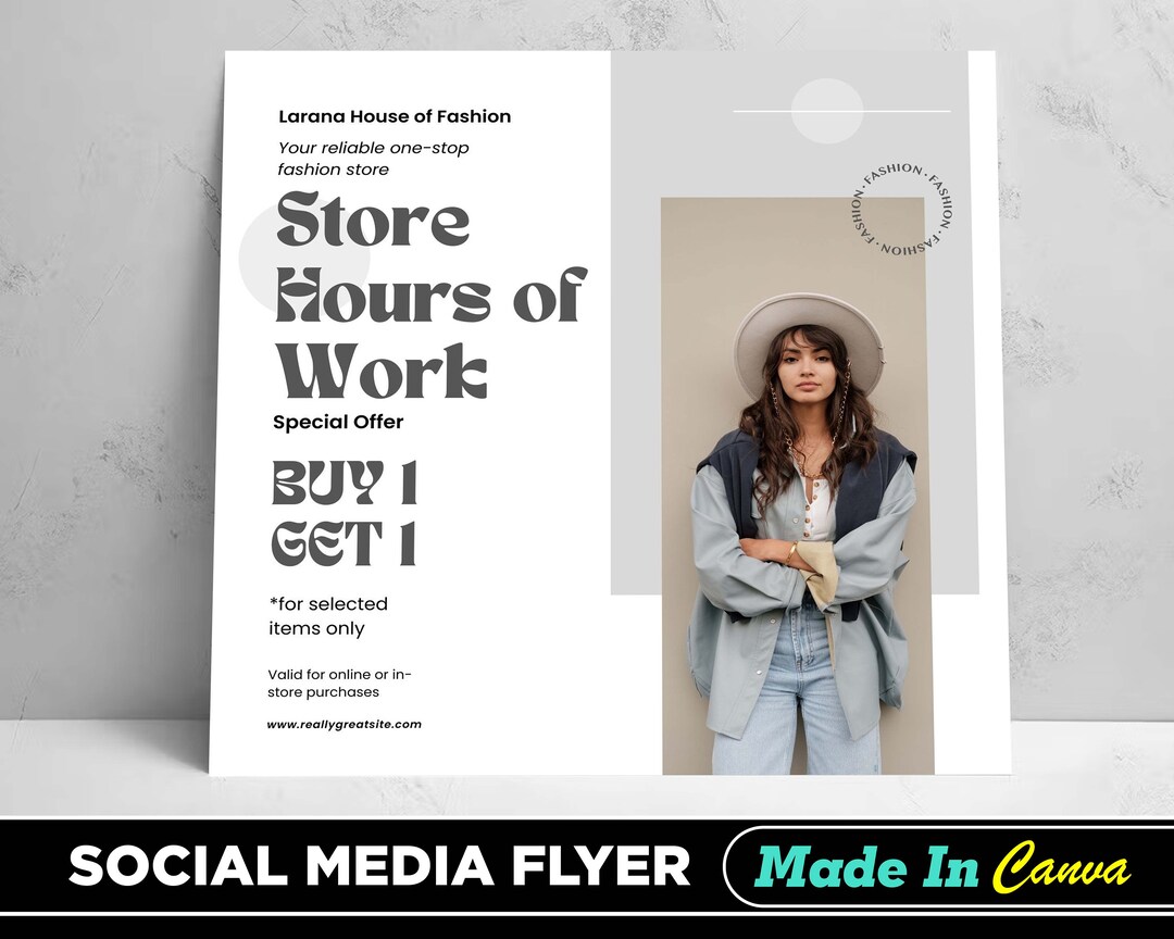 Store Hours of Work Flyer, DIY Canva Store Hours of Work Flyer Template ...