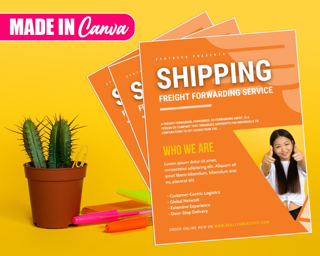 Shipping Freight Forwarding Flyer, DIY Canva Shipping Freight ...