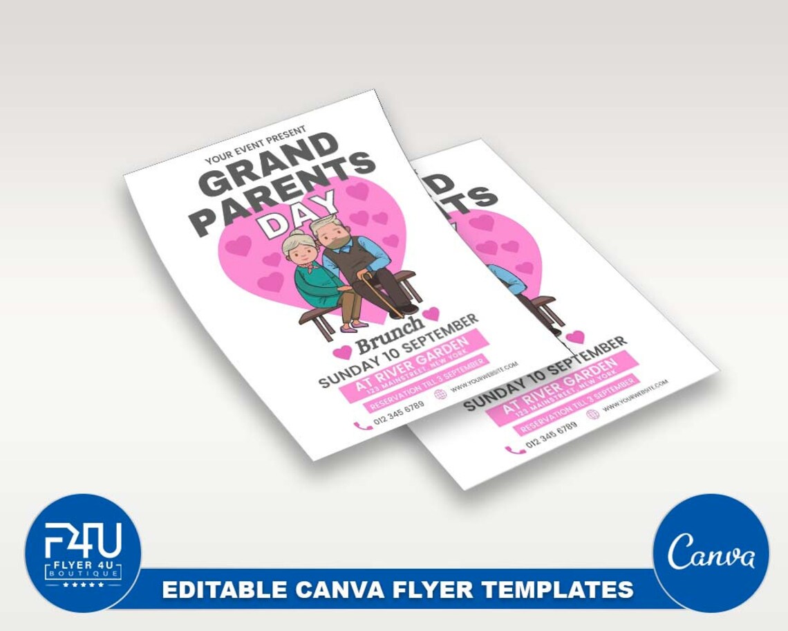 Grandparents Day Flyer DIY Canva Grandparents Day Flyer - Etsy