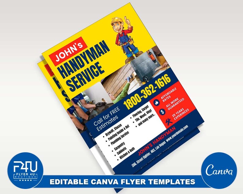 Handyman Service Flyer, DIY Canva Handyman Service Flyer Template 2022 ...