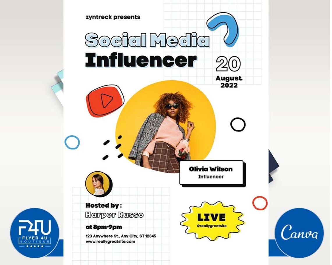 Social Media Influencer Flyer DIY Canva Social Media | Etsy