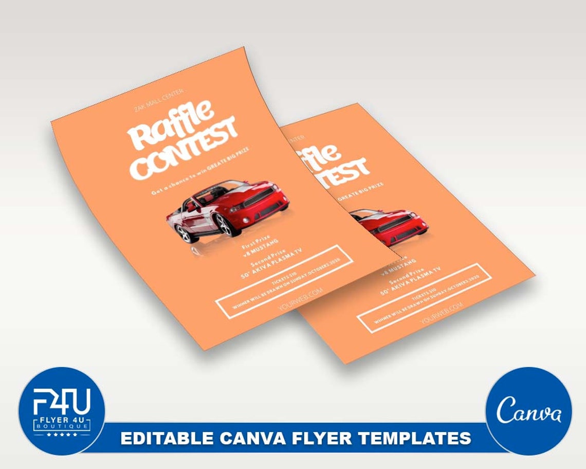 Raffle Flyer DIY Canva Raffle Flyer Template 2022 Editable - Etsy