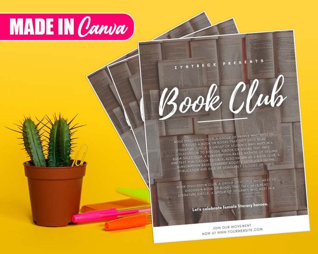 Book Club Flyer, DIY Canva Book Club Templates, Editable Canva US ...