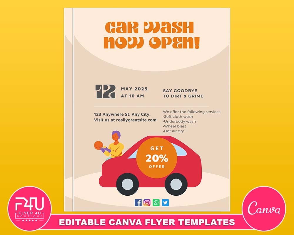 Car Wash Flyer DIY Canva Car Wash Flyer Template 2022 - Etsy Portugal