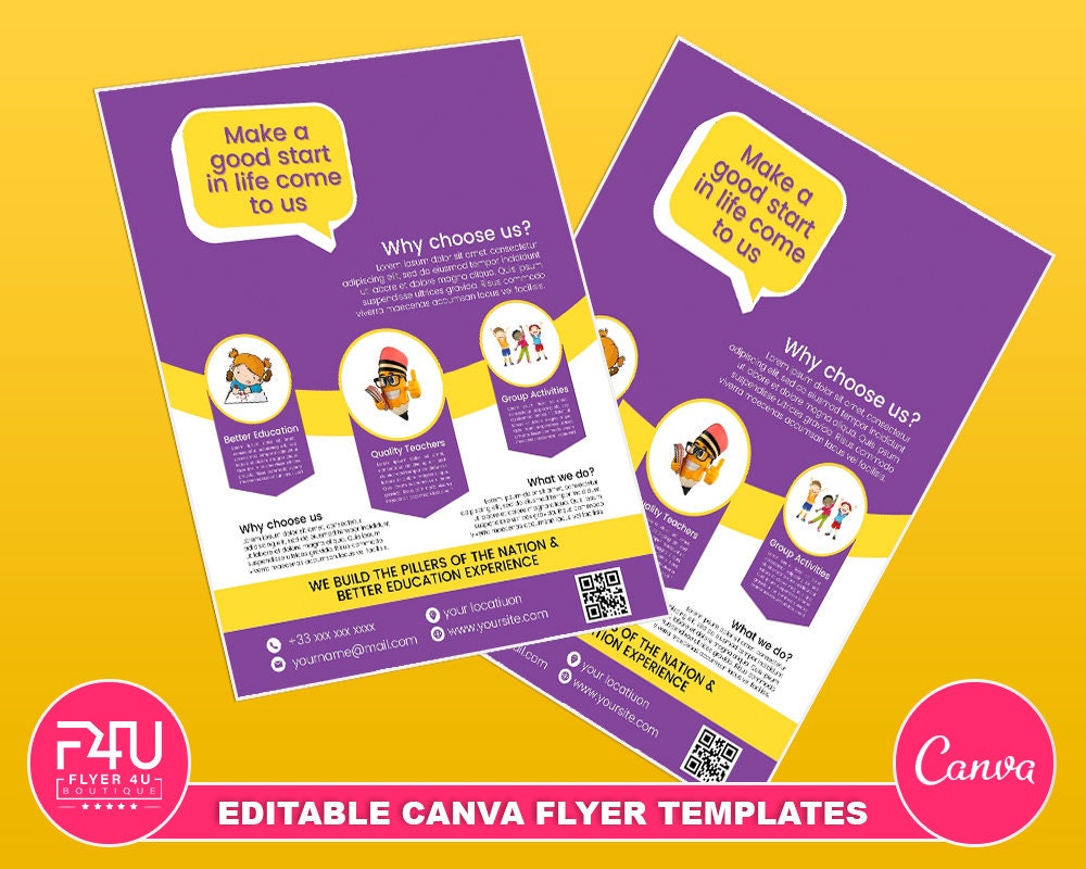 School Flyer, DIY Canva School Flyer Template 2022, Editable Canva US ...