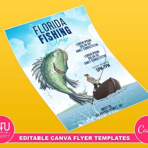 Fishing Club Flyer, DIY Canva Fishing Club Templates, Editable Canva US ...