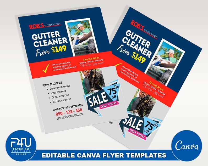 Gutter Cleaning Flyer, DIY Canva Gutter Cleaning Flyer Template 2022 ...