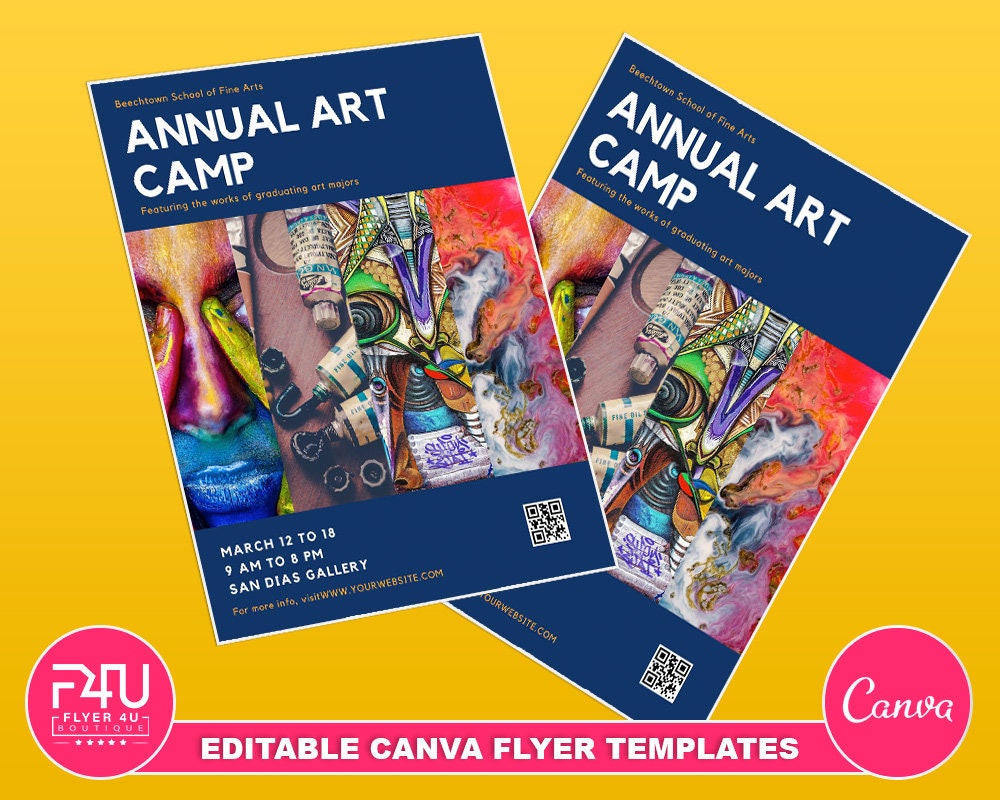 Art Camp Flyer, DIY Canva Art Camp Templates, Editable Canva US Letter ...
