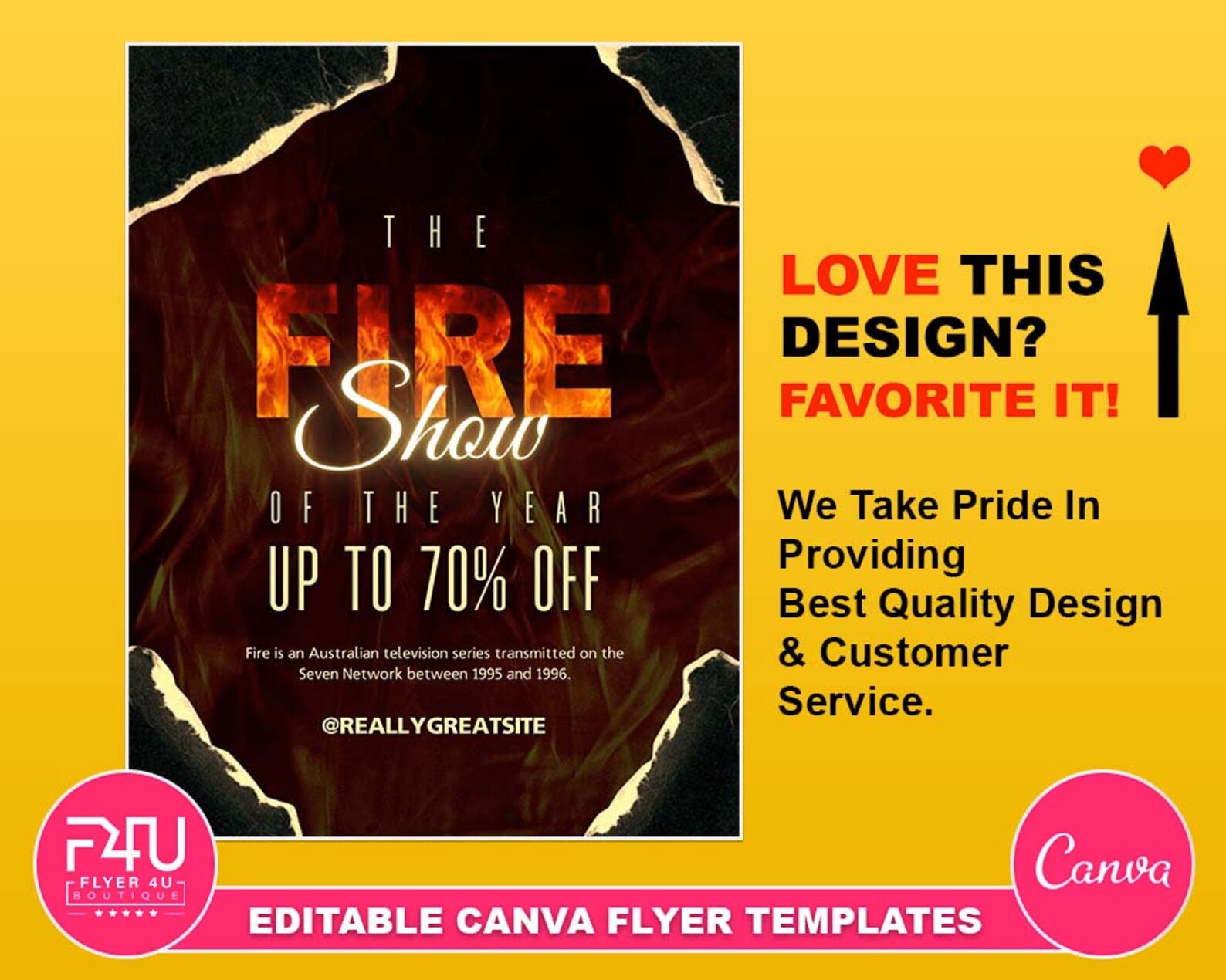 Fire Show Flyer DIY Canva Fire Show Flyer Template Editable - Etsy