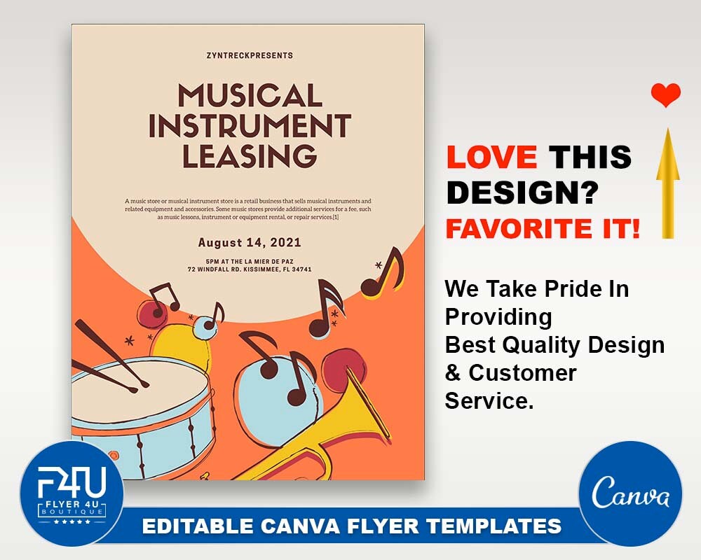 Musical Instrument Leasing Flyer, DIY Canva Musical Instrument Leasing ...