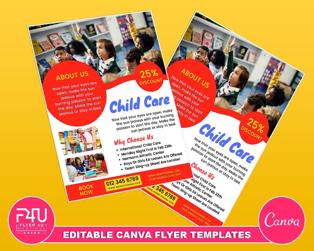 Child Care Flyer, DIY Canva Child Care Flyer, Editable Canva US Letter ...
