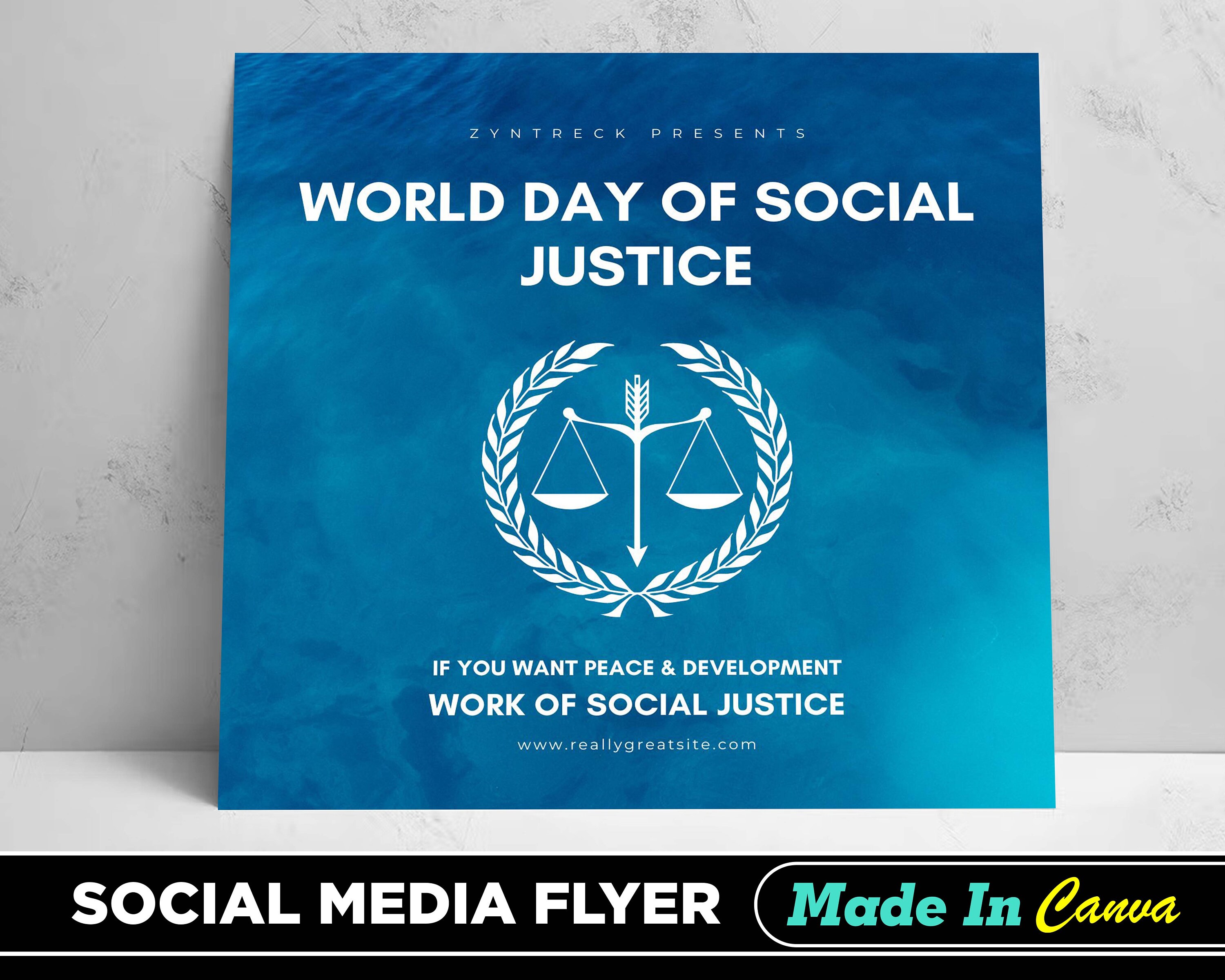 World Day of Social Justice Flyer DIY Canva World Day of - Etsy