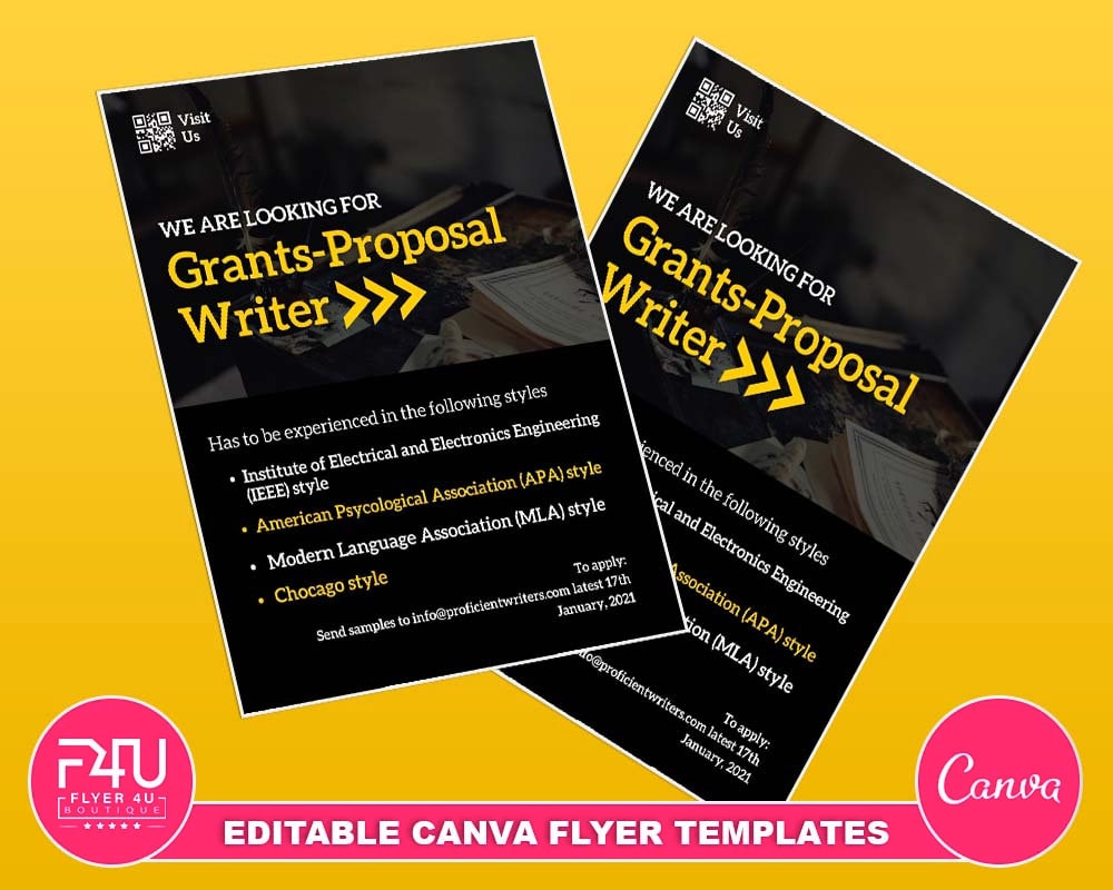 Grant Proposal Writer Flyer, DIY Canva Grant Proposal Writer Flyer ...