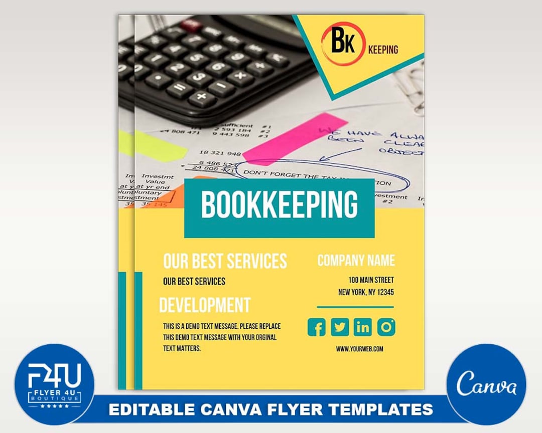 Bookkeeping Flyer DIY Canva Bookkeeping Flyer Template 2022 - Etsy