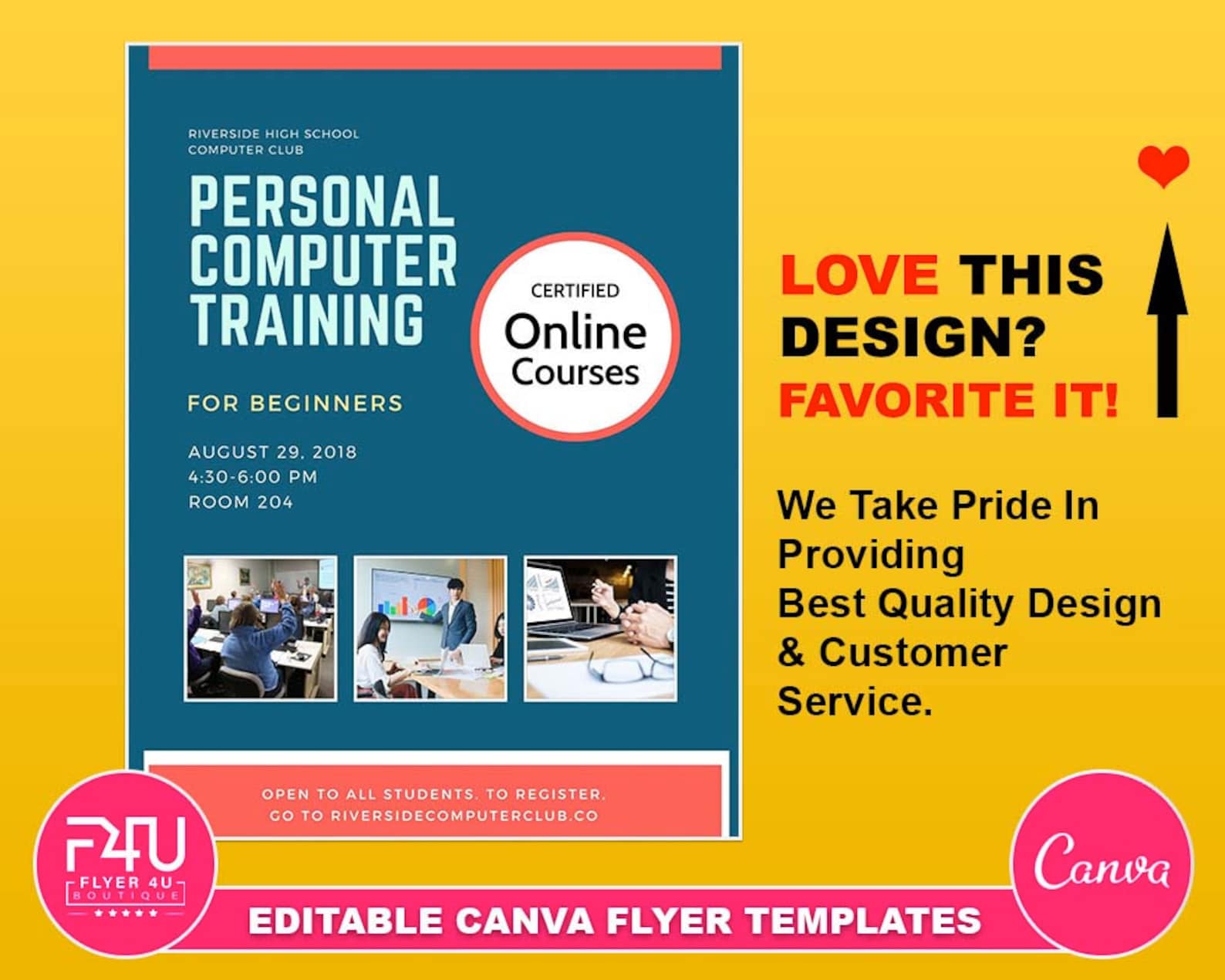Personal Computer Training Flyer, DIY Canva Personal Computer Training ...