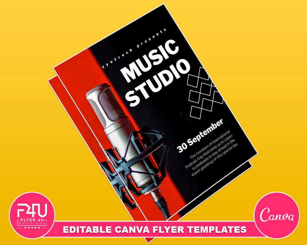 Music Studio Flyer, DIY Canva Music Studio Flyer Template, Editable US ...
