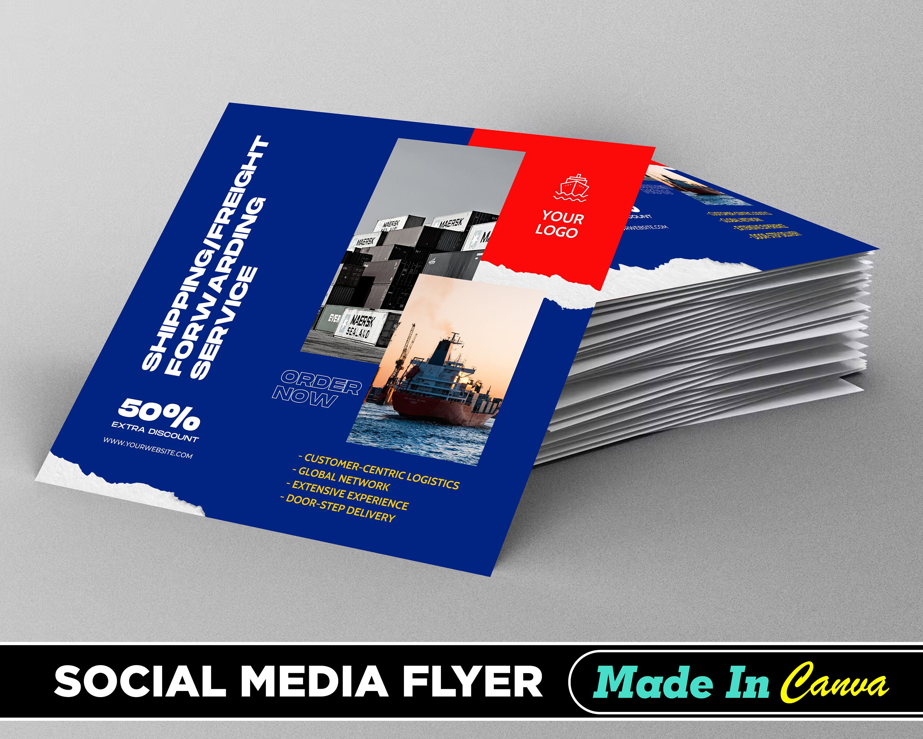 Shipping Freight Forwarding Flyer, DIY Canva Shipping Freight ...
